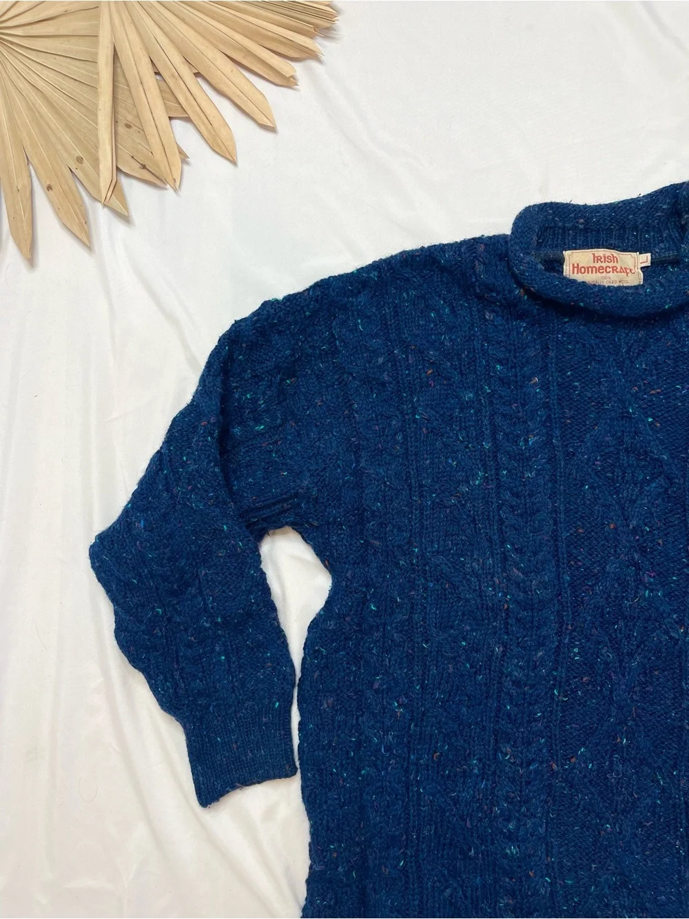 Vintage | Sweaters | Vintage Irish Homecraft 0 Wool Blue Rollneck Cable ...